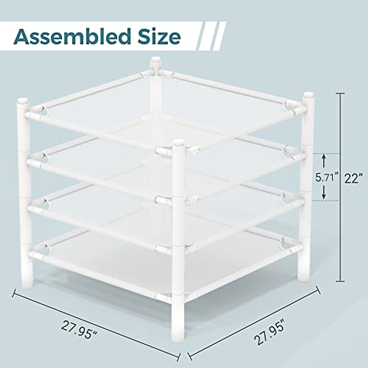 STORAGE MANIAC Sweater Drying Rack, Mesh Clothes Drying Rack, Stackable Laundry Drying Rack, Lay Flat Dryer for Delicates, Portable Dry Rack for Indoor or Outdoor, White, 4-Pack