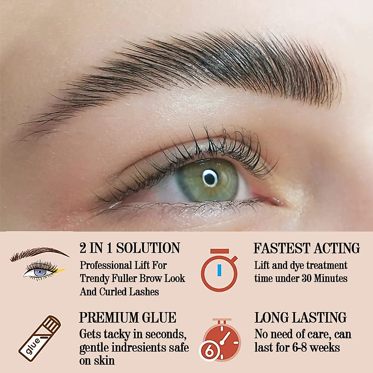 Brow Lamination Kit,Lash Lift and Eyebrow Lamination Kit,Professional Brow & Lash Perm Kit,Fuller & Thicker Brows Long-lasting for 6-8 Weeks,Instant Lifting and Curling,Suitable for Salon & Home Use