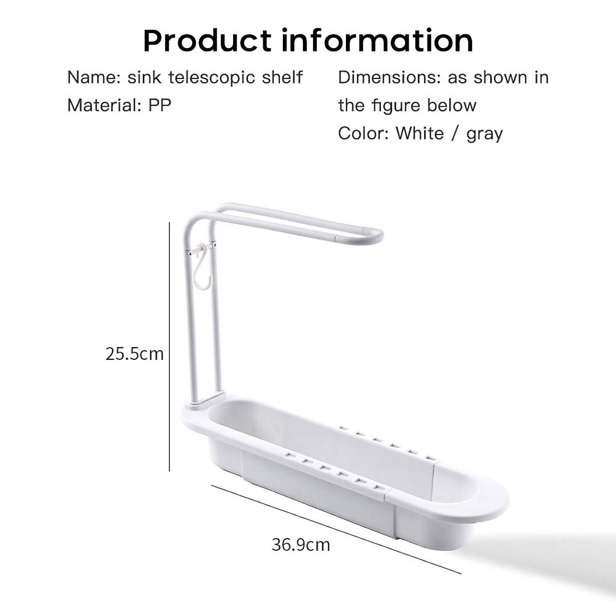 UUPOI Telescopic Sink Storage Rack, Expandable Dish Caddy Drying Rack, Drain Basket Tray Caddy Shelf Scrubber, Retractable Rack for Kitchen and Bathroom, Black