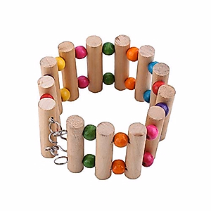 Pet Colorful Ladder Bridge Steps Climbing Wooden Swing for Mouse Rat Hamster Parrot Cage Play Toy(L（6 30cm）)