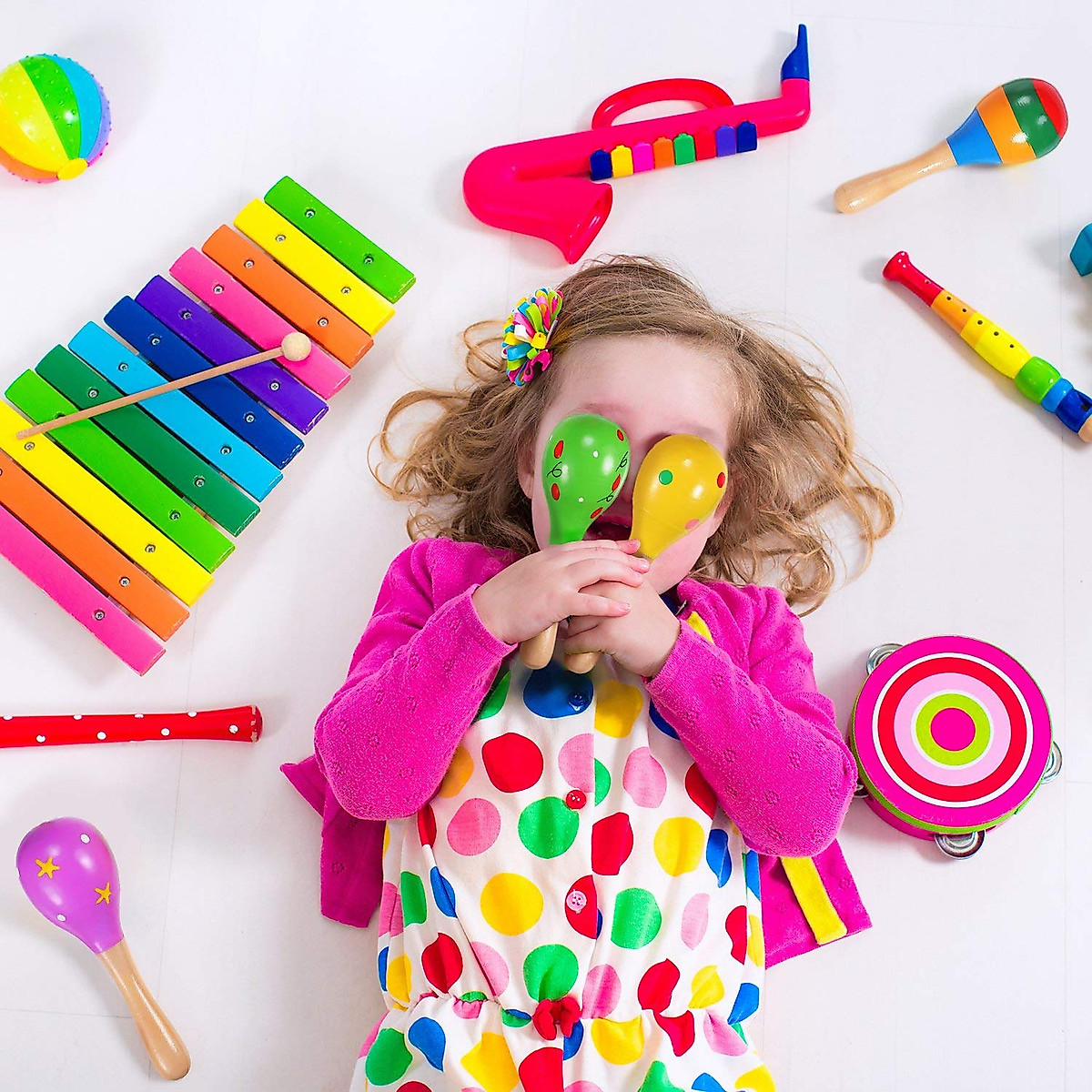 Sansheng 12 PCS Mini Fiesta Wooden Maracas Toys, Wooden Maracas Festival Painting, Wooden Carnival Maracas (Random Colors)