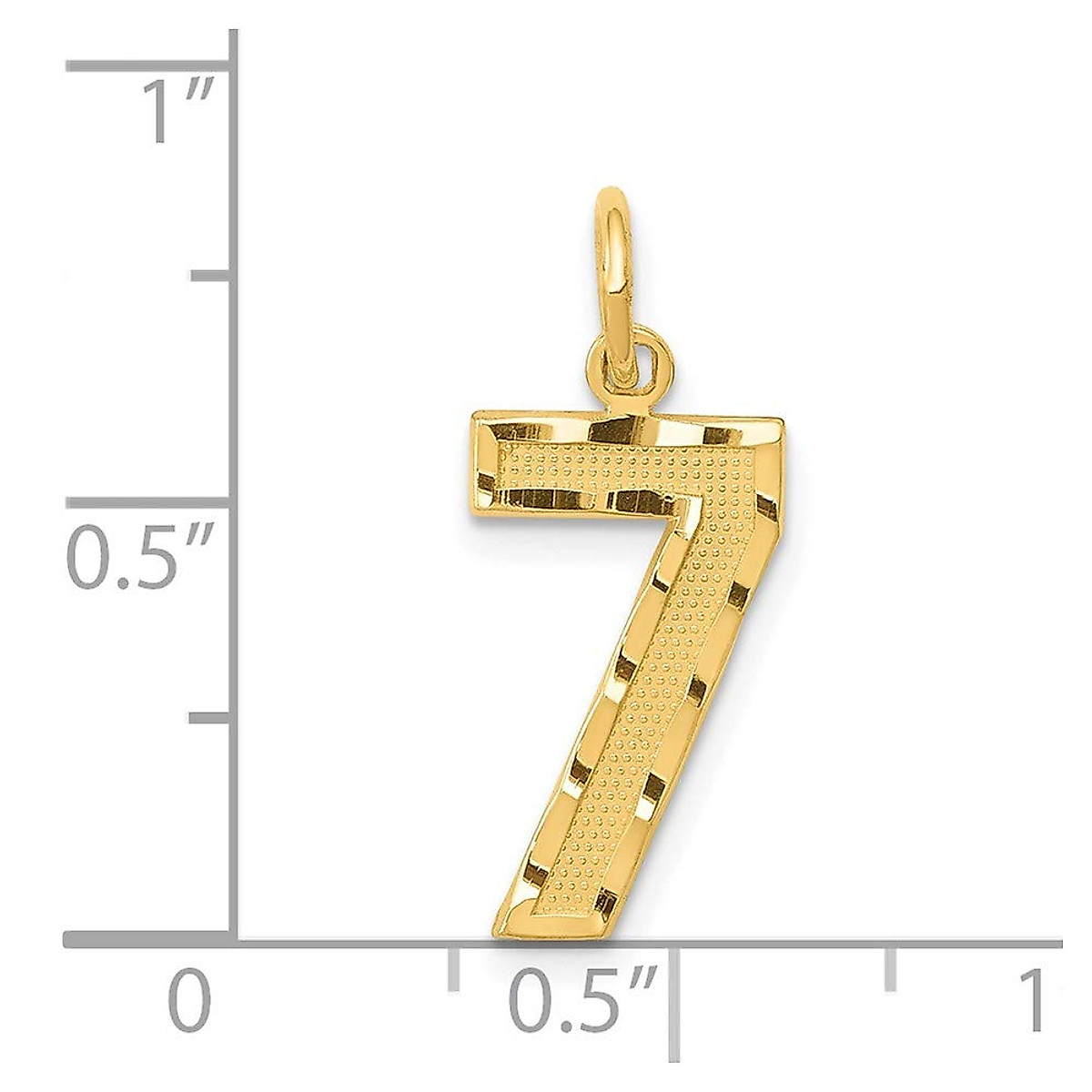 14k Medium Diamond-cut Number 7 Charm 17.81mm 9.78mm style MN07