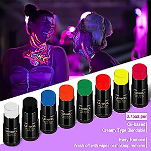 Pink Face Paint Sticks UV Body Panit - 0.75 oz Professional Blacklight Reactive Glow Paint for Adult Kids, Oil Foundation Makeup Blendable Sticks, Glow in The Dark Paint Neon Party Supplies