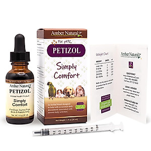 AMBER NATURALZ Petizol Simply Comfort Herbal Supplement for Dogs, Bird, Rabbit | Support for Occasional Discomforts and Normal Body Temperature | 1 Fluid Ounce Glass Bottle | Manufactured in The USA