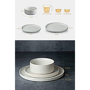 Famiware Plates and Bowls Set, 12 Pieces Dinnerware Sets, Dishes Set for 4, White