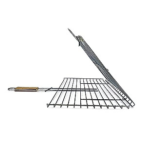 Grill Baskets for Outdoor Grill, Fish Grilling Basket, BBQ Grill Basket for Fish, Vegetables, Steak, Shrimp, Chops, Large Grill Basket with Wooden Handle (Large 11 x 18 in)