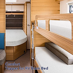 Mattress Topper RV Short King (72" x 75"), 4-Inch Memory Foam Mattress Topper with Removable Bamboo Cover, Medium Firm Topper for Travel Camper Trailer Truck