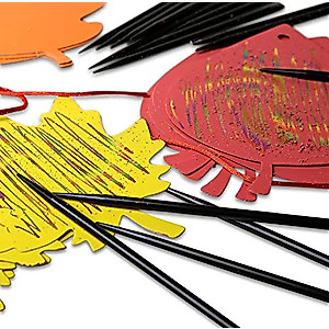 Neliblu Magic Fall Colors Scratch Fall Craft Art Set - Colorful Scratch Paper Autumn Leaves in Bright Fall Colors - Set of 24 Leaves, 24 Scratch Sticks and 24 Ribbons