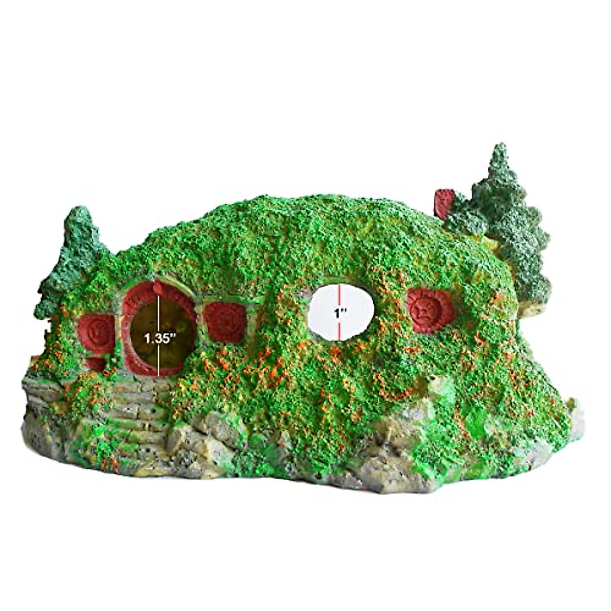 DUGUWEI Aquarium Decoration Small Animal Hideout House Fish Tank Ornament Reptile & Insect Shelter Cage Size Large (11''x7''x6'')