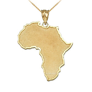 Travel & Destinations Jewelry 10K Yellow Gold Africa Map Necklace (20)