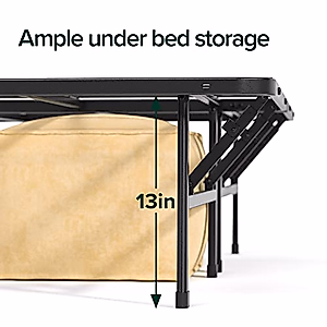 ZINUS SmartBase Mattress Foundation with Upholstered Headboard, 14 Inch Metal Platform Bed Frame, No Box Spring Needed, Sturdy Steel Frame, Adjustable Headboard Height, California King