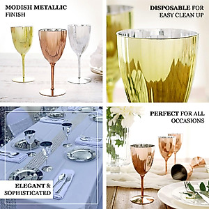 Efavormart Set of 6-8Oz - Gold Metallic Premium Disposable Wine Glasses, Stemmed Wine Goblets for Wedding, Outdoor Receptions, Banquets, Holiday Dining