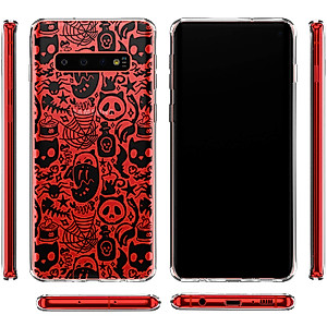 TPU Phone Case Compatible with Samsung A72 A71 5G A70 A51 A50 A32 A21 A11 A12 A13 A14 A01 Skeleton Shockproof Cat Skull Spider Web Flexible Clear Lightweight Spooky Durable Silicone Halloween