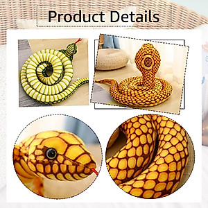 refavor Snake Stuffed Animals - 31.5" Large Cobra Snake Plushies Toy Gifts Realistic Snake Plush Toys Cobra Snake Stuffed Animals Prank Props Animal Party Decorations Favors Gifts(Yellow)
