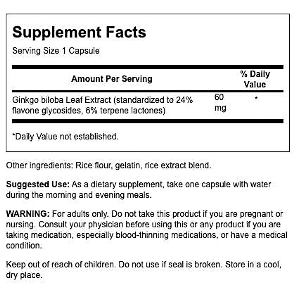 Swanson Ginkgo Biloba Extract 24% 60 Milligrams 240 Capsules