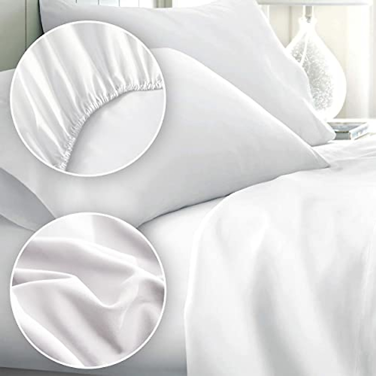 POLO World Network 6 Piece Sheet Set, Microfiber, White, Queen Sheet Set