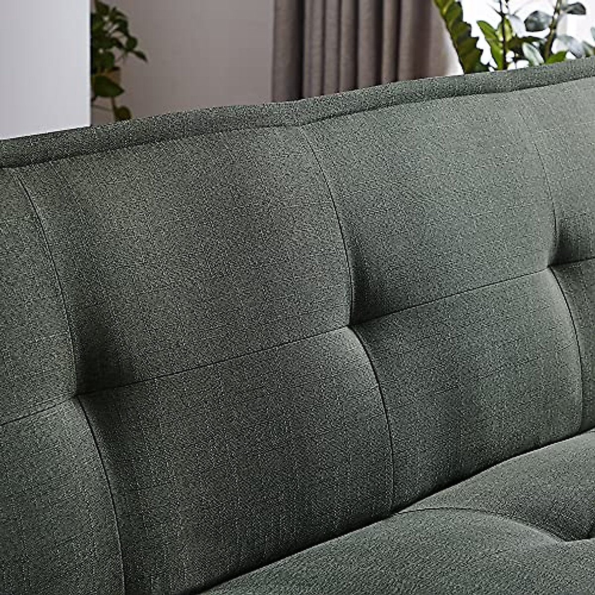 petolovty Modern Fabric Convertible Folding Futon Sofa Bed, Folding Recliner Lounge Futon Couch for Living Room, Loveseats Sofa Bed for Compact Living Room, 64.57x32.28x27.95inch(WxDxH)