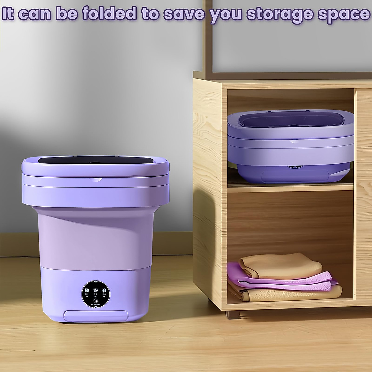 Portable Washing Machine,11L Large Capacity Foldable Washer Machine,Mini Washing Machine for Underwear,Socks,Travel Washing Machine for Camping,Travel Laundry,Apartment,RV,Purple