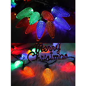 VanRayal C3 Christmas Tree Lights End-to-End Plug,50 LED 18ft Outdoor String Light WarmWhite for Patio Garden,Green Wire,UL Listed,42 Sets Connectable