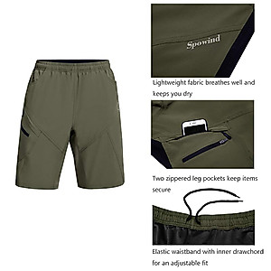 Men's Mountain Bike Shorts 3D Padded Lightweight Loose-Fit Bicycle Cycling MTB Bike Shorts Army Green