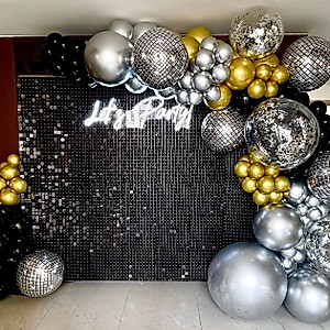 Shimmer Wall Panel Sequin Wall Backdrop Halloween Backdrop Black Backdrop 24-Packs Glitter Bling Background for Bachelorette Parties Advertising Signs