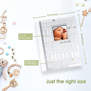 Lil Peach First 5 Years Dream Big Wordplay Baby Memory Book, Gender-Neutral Baby Keepsake for New and Expectant Parents, Pregnancy And Milestone Journal, Gray