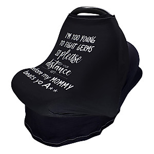 Rajolia Nursing Cover for Breastfeeding Multi Use Baby Car Seat Covers Canopy Breastfeeding Scarf Stroller Cover for Mom Baby Boy Baby Girl (Black) 1 Count (Pack of 1)