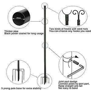 String Light Poles for Outdoors 2 Pack 7.8 FT Outside String Lights Pole Stand with 2 Shape Hooks and Heavy Duty 5-Prong Fork for LED Solar Bulbs Hanging Yard Garden Patio Wedding Cafe and Party