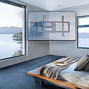 Full Motion TV Wall Mount for 37-75 inch OLED Flat/Curved TVs with VESA 600x400mm, Articulating Corner TV Bracket Swivel & Tilt, 27.36 inch Extension, Holds TVs up to 110lbs, 16" Wood Stud, PSXLF03