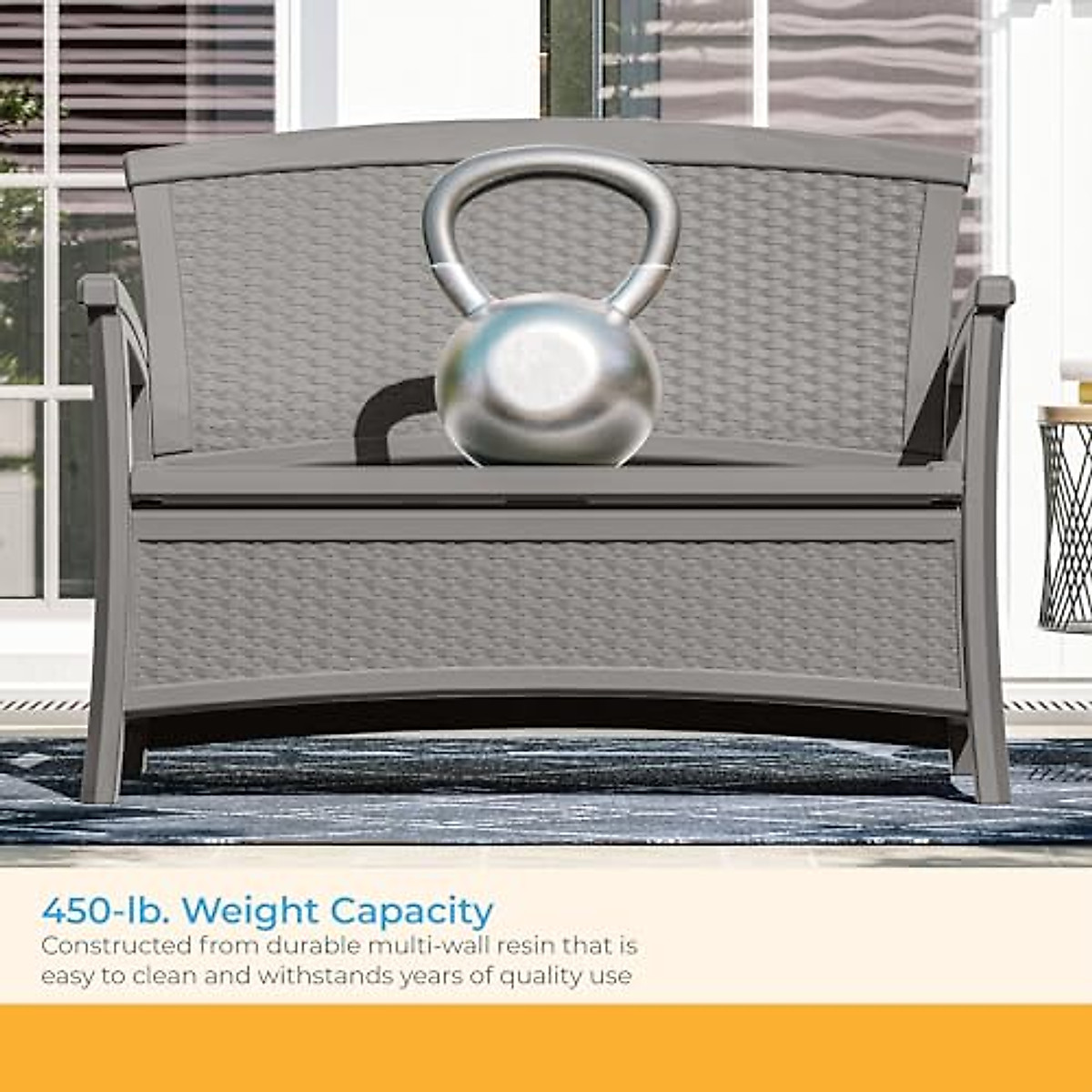 Suncast Elements Outdoor Resin Loveseat with 23-Gal. Storage Area, Modern Storage Sofa for Patios, 47" W x 29.75" D x 35.5" H, Gray