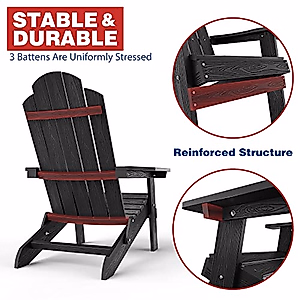 SAKSUN Folding Adirondack Chair Plastic Weather Resistant, Outdoor Chair, Patio Chairs, Lawn Chair, Outside Funiture for Porch, Garden, Deck, Fire Pit, Patio Seating