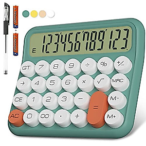 Mechanical Calculator 12 Digit Extra Large 5-Inch LCD Display, DECKLIT Battery Desk Calculator, Big Buttons Easy to Press Use as Office Calculators Desktop, 15°Tilt Screen for Kids Calculator(Green)