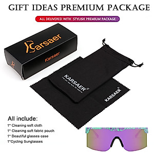 Karsaer Vision 80s 90s Retro Semi Rimless Sunglasses Neon Visor Shades Rainbow Sunlasses for Men Women