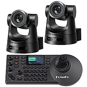 FoMaKo PTZ Camera 30X Bundle HDMI 3G-SDI IP PoE HDMI PTZ Camera for Church Worship(2pcs) PTZ Controller PoE IP PTZ Camera Controller Keyboard (PTZ Bundle FMK30SDIx2+KC608 Pro)