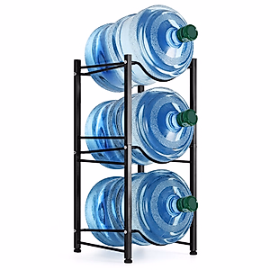 5 Gallon Water Bottle Holder 3 Tier Water Cooler Jug Rack Shelf Organizer Detachable Heavy Duty Kitchen Water Bottle Storage Rack for Home, Office, Black