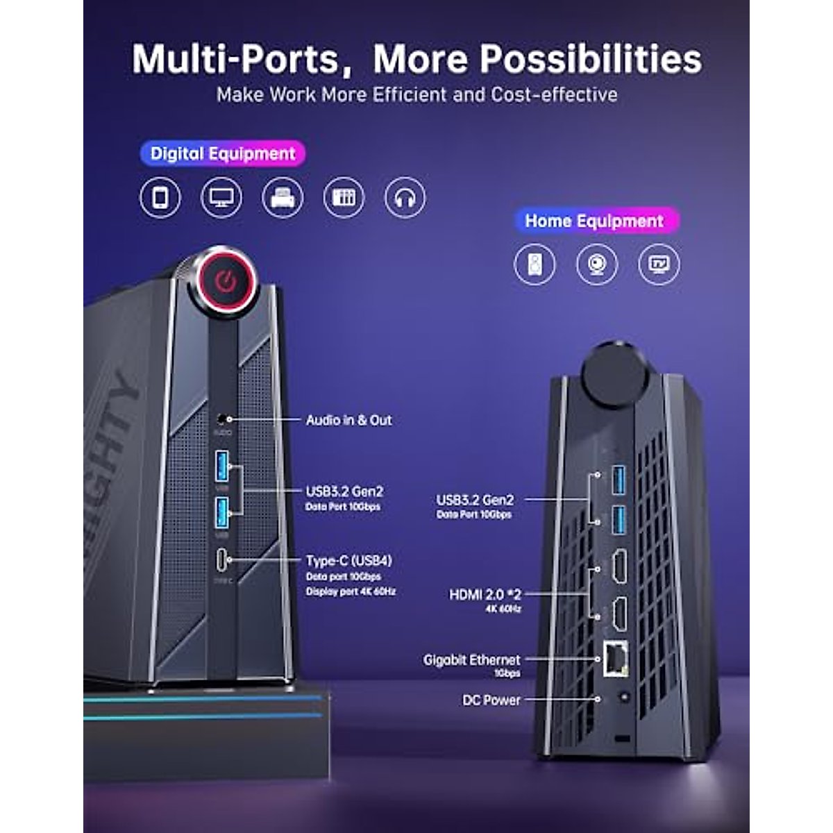 [Mini Gaming PC] Intel Core i9-11900H, up to 4.9GHz, 16GB DDR4 Dual Channel 512GB M.2 NVMe SSD, Mini PC [3 Adjustable Mode/RGB Lights] Mini Computers 4K Triple Display, Desktop Computer WiFi6, BT5.2
