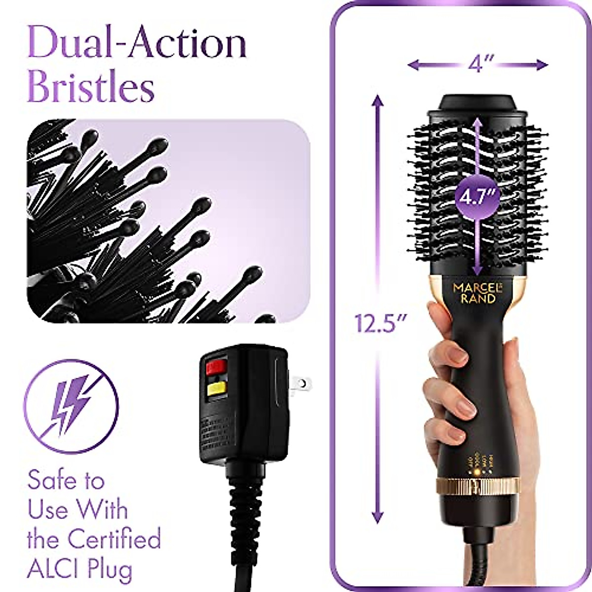 Professional Hair Dryer Brush for Women, 2 in 1 Volumizing Brush Dryer, Oval Brush Blow Dryer 75MM with a Hard Travel Case and Premium Gift Box