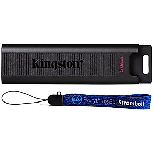 Kingston Flash Drive DataTraveler Max 512GB USB 3.2 High Speed 1000MB/s USB Type-C for Computer (DTMAX/512GB) Bundle with 1 Everything But Stromboli Lanyard