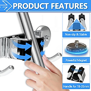 3-H Magnetic Broom Holder Wall Mounted 1 Pack, Strong Magnetic Broom Hooks, Heavy Duty Magnet Broom Organizer Wall Mounted,Anti-slip Utility Storage Tools Rack for Home Kitchen Workshop Laundry Garage
