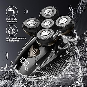 Tiklean Bald Head Shaver, Electric Razor for Men, 5-in-1 Head and Face Grooming Kit, Waterproof and Rechargeable