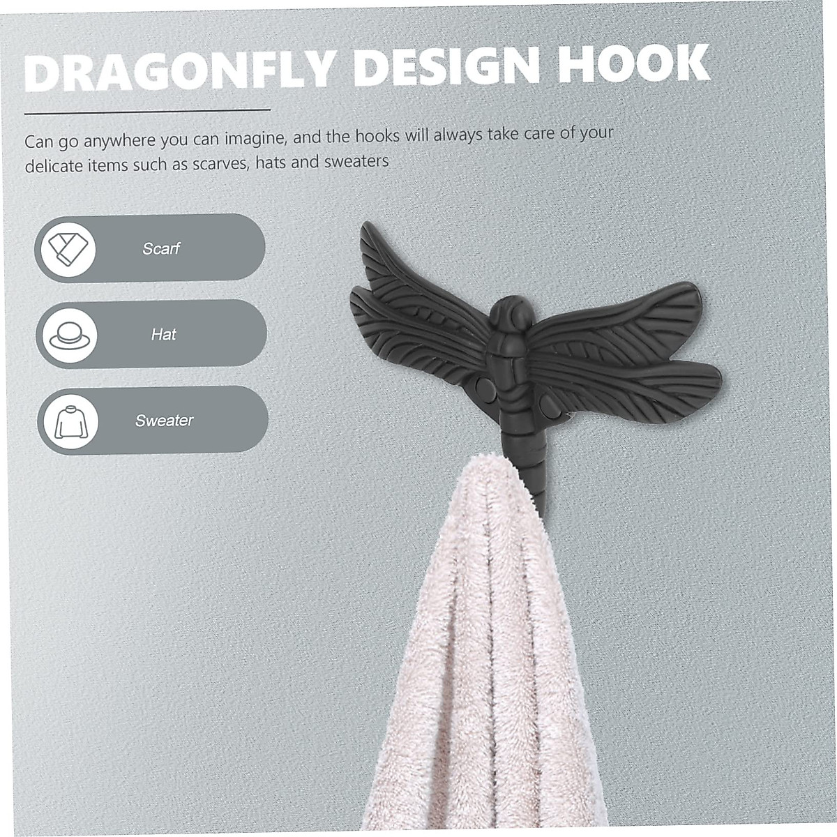 Cabilock Retro Dragonfly Shape Hook Coat Hat Key Hanger Iron Cast Craft Home Decorative Wall Hook