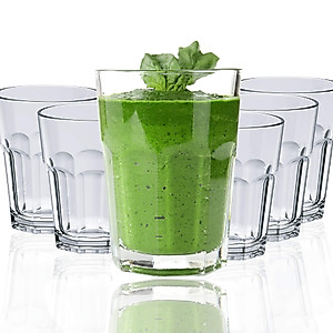 12 Oz Drinking Glasses Tritan Acrylic Cups Set By Decor Works - Glassware Plastic Tumblers - Water Glasses Acrylic Glasses - BPA Free & Durable - Dishwasher Safe Drinking Glasses Set Of 6