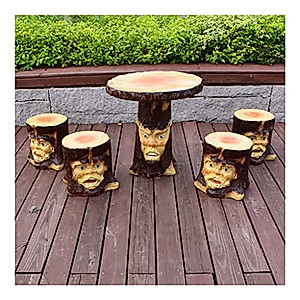 Resin Table and Chair Set, Garden/Patio/Nursery Decorative Table and Chair, Outdoor Weatherproof Decorative Ornaments (Color : Set of 5)