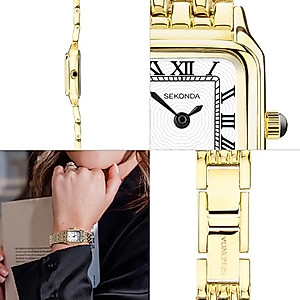 Sekonda Monica Ladies 20mm Quartz Watch in White with Roman Numerals, Analogue Display and Alloy Strap, Gold, Bracelet