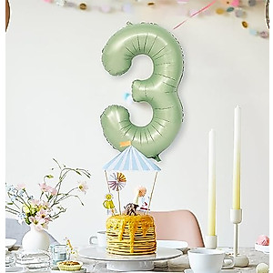 Number 3 Balloon 40 Inch Sage Green Number Balloon Foil Mylar Balloon for Boys Girls 3rd 30th Birthday Wedding Anniversary Jungle Party Decoration Supplies large Number Balloons
