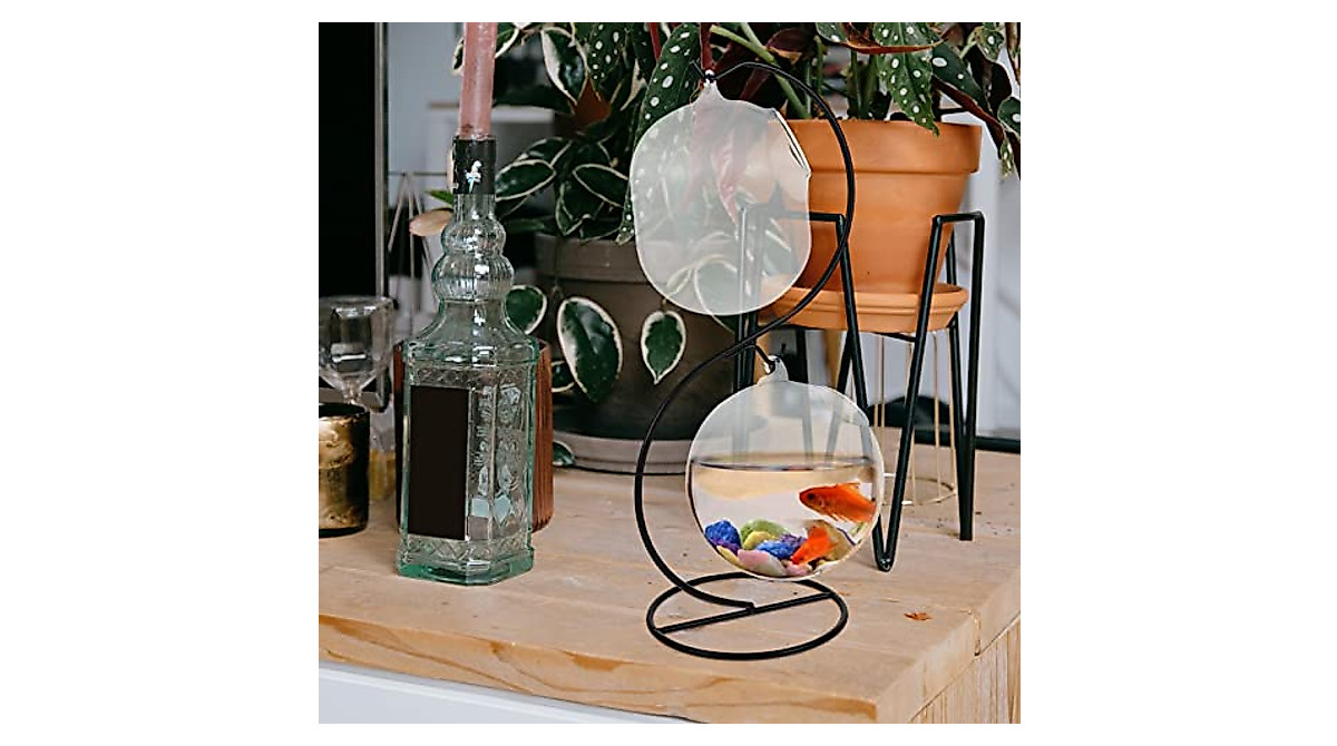 OUNONA Desktop Hanging Glass Fish Tank Mini Dual Aquarium Glass Betta ...