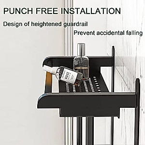 HIHIOI Bathroom rack, no punching self-adhesive hanging bathroom storage rack,black.