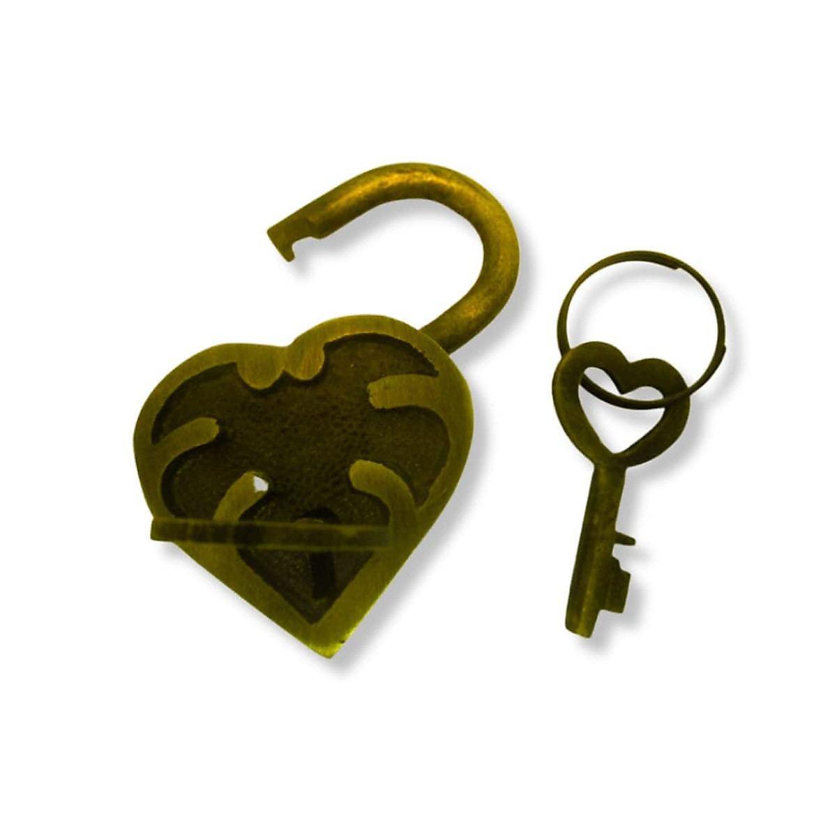 Home - Garden Brass Padlock - Lock with Keys - Working - Brass Made - Type : Small Heart - Brass Finish (51)