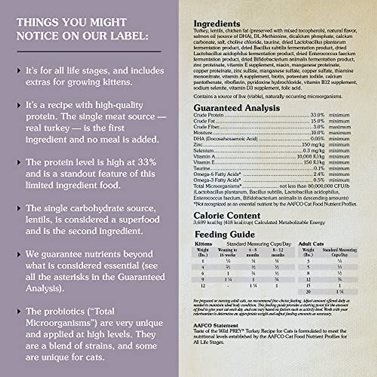 Taste of the Wild Prey Real Meat High Protein Turkey Limited Ingredient Dry Cat Food Grain-Free Recipe Made with Real Cage-Free Turkey, and Includes Probiotics for All Life Stages 6lb