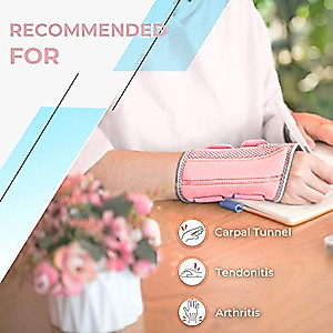 New Updated Carpal Tunnel Wrist Brace, Breathable Wrist Splint for Men & Women, Wrist Brace Night Support with 2 Adjustable Straps, Hand Brace for Tendonitis, Arthritis (Right Hand-Pink, S/M)